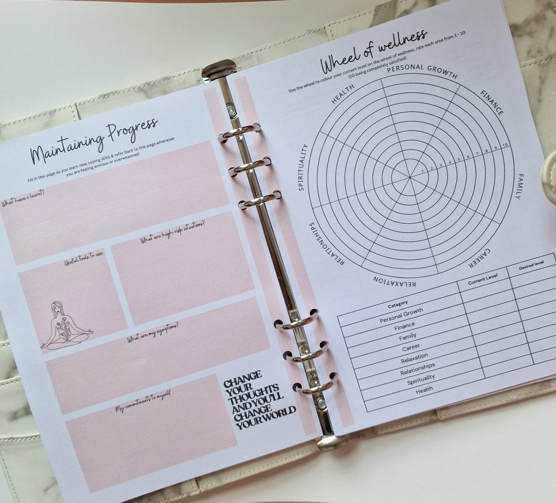 Anxiety Wellbeing A5 Planner Inserts | Anxiety Journal, Overthinking ...