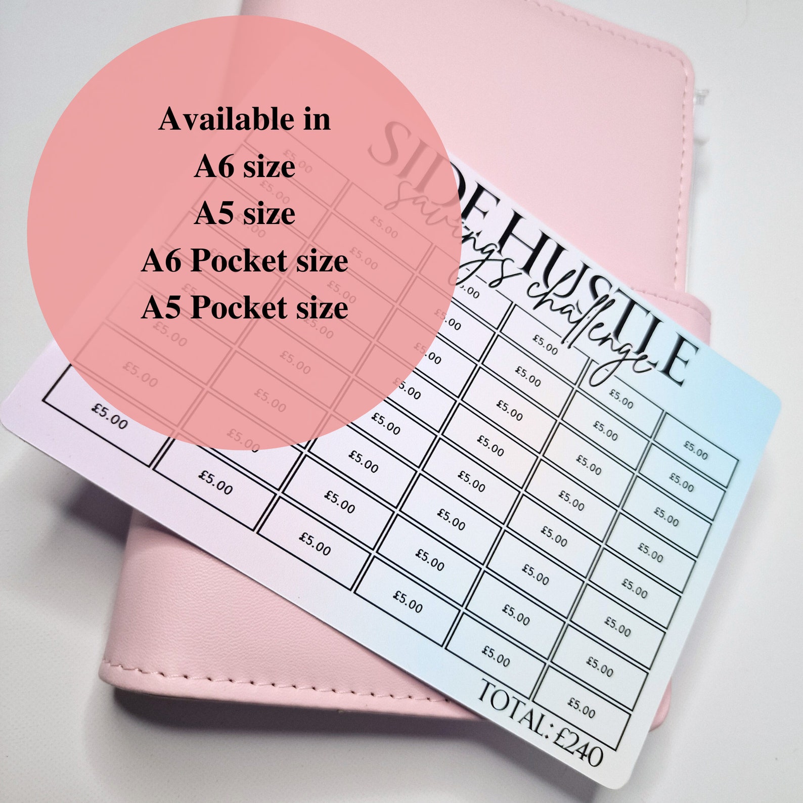 Side Hustle Savings Challenge Tracker | A6 A5 Budget Binder Insert - Etsy