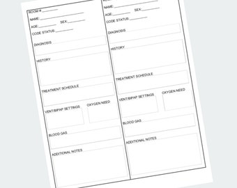 Respiratory Therapist 6 Patient Report Sheet PDF Printable - Etsy