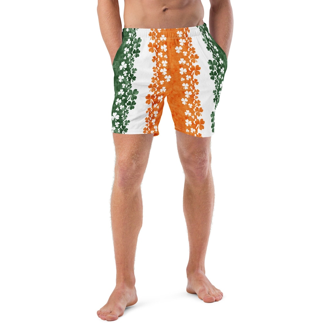 Irish Shamrock Recycled Men's Swim Trunks, Irish Flag Shorts - Etsy