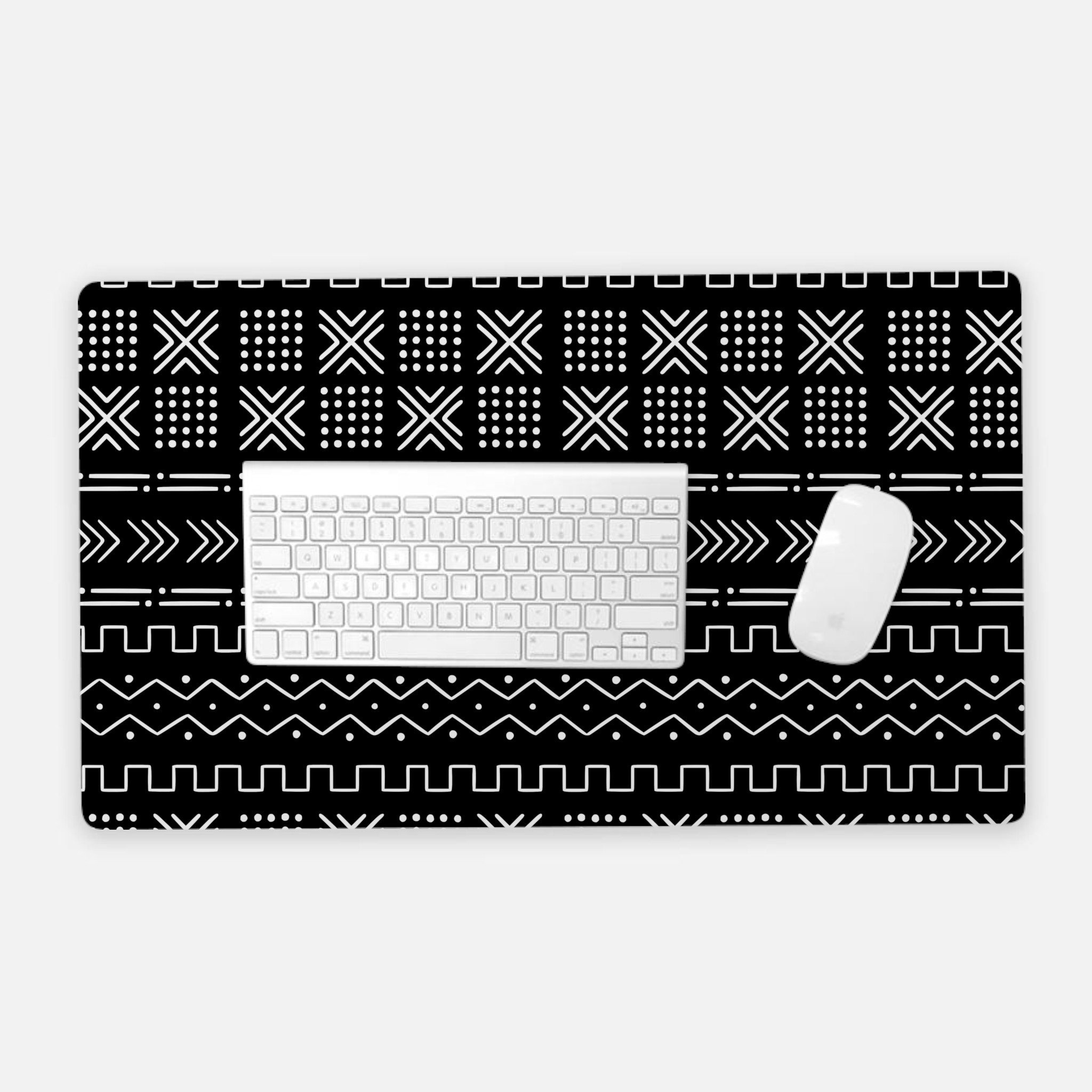 African Mud Cloth Desk Mat, Ethnic Pattern Extended Mousepad, Boho ...