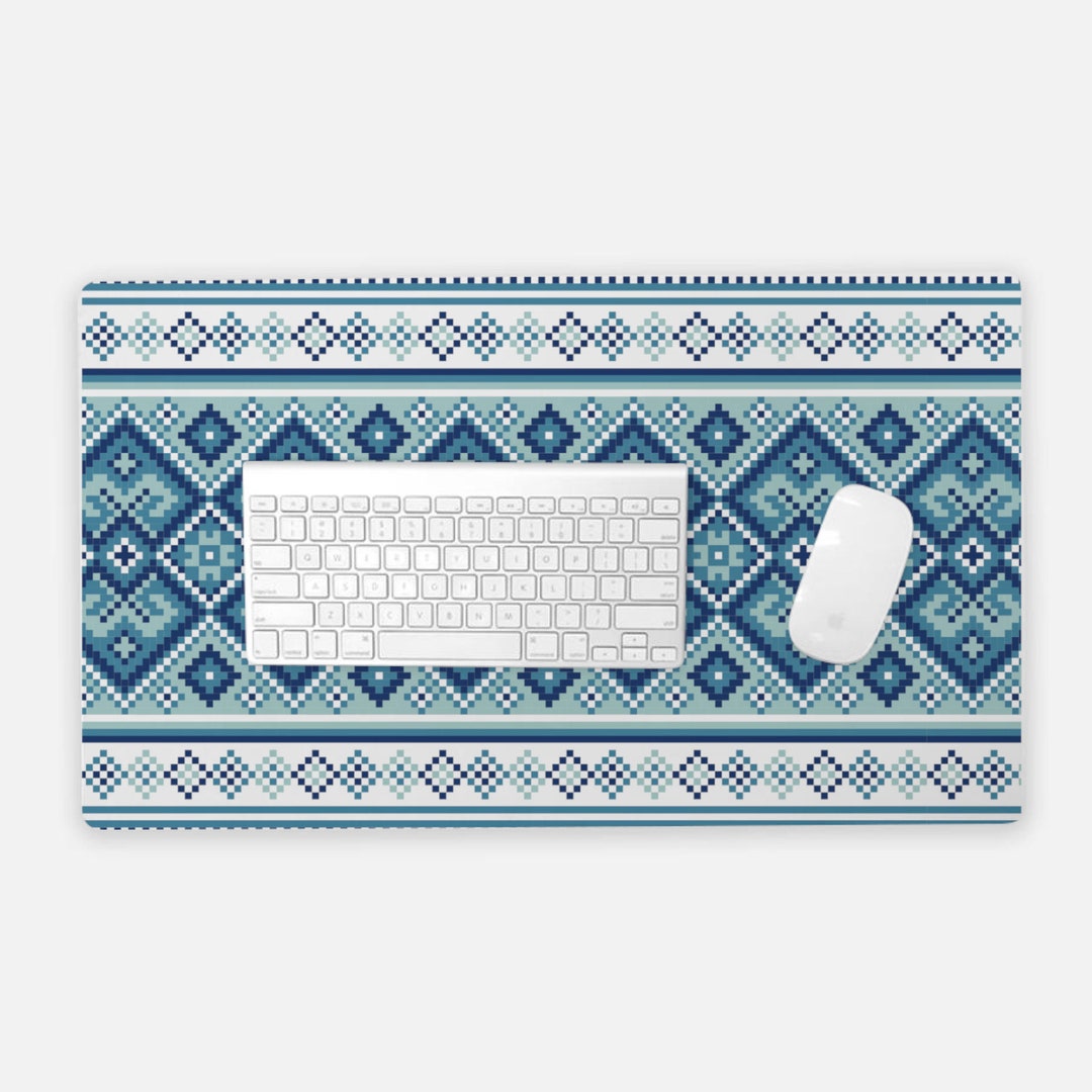 Ukrainian Vyshyvanka Print Desk Mat, Boho Pattern Extended Mousepad ...