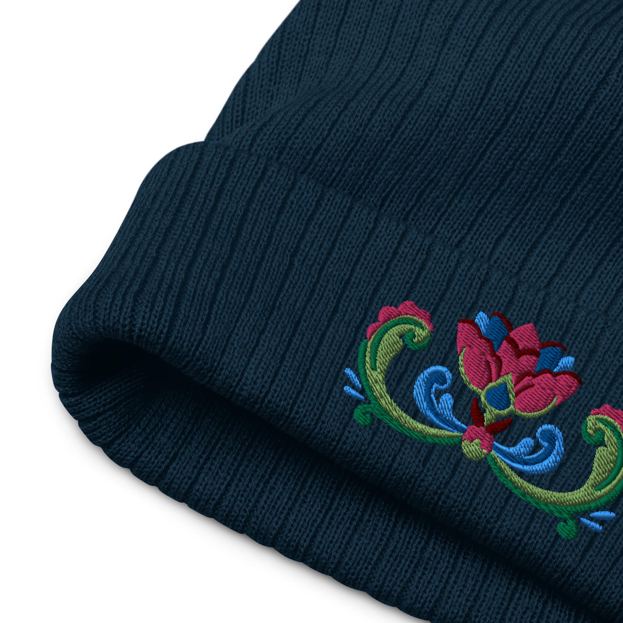 Norwegian Rosemaling Embroidered Beanie, Norwegian Folk Art Gifts, Boho ...