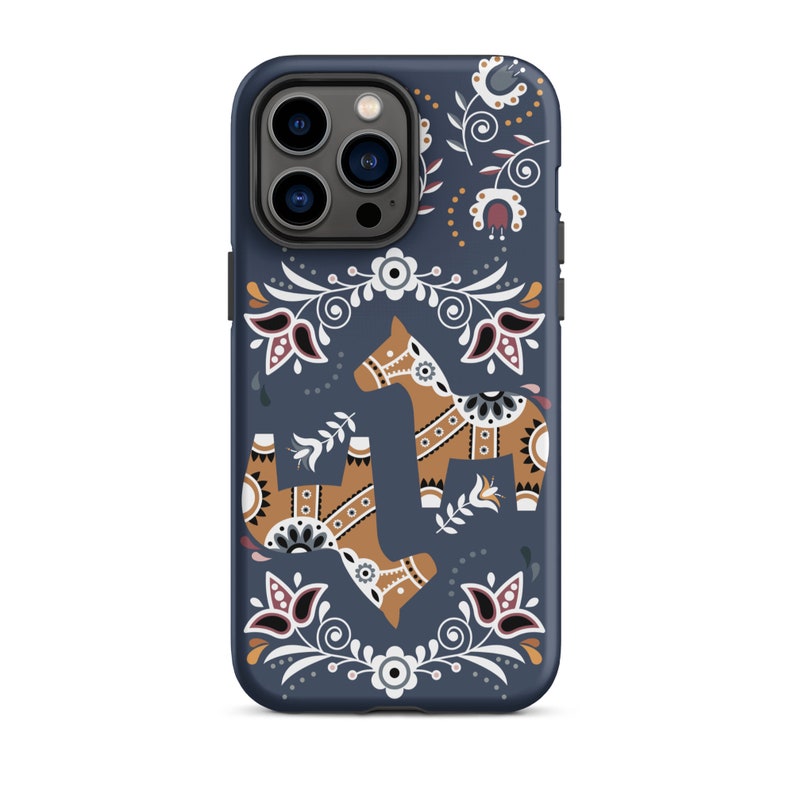 Swedish Dala Horse Phone Case: Scandinavian Folk Art Design - Etsy