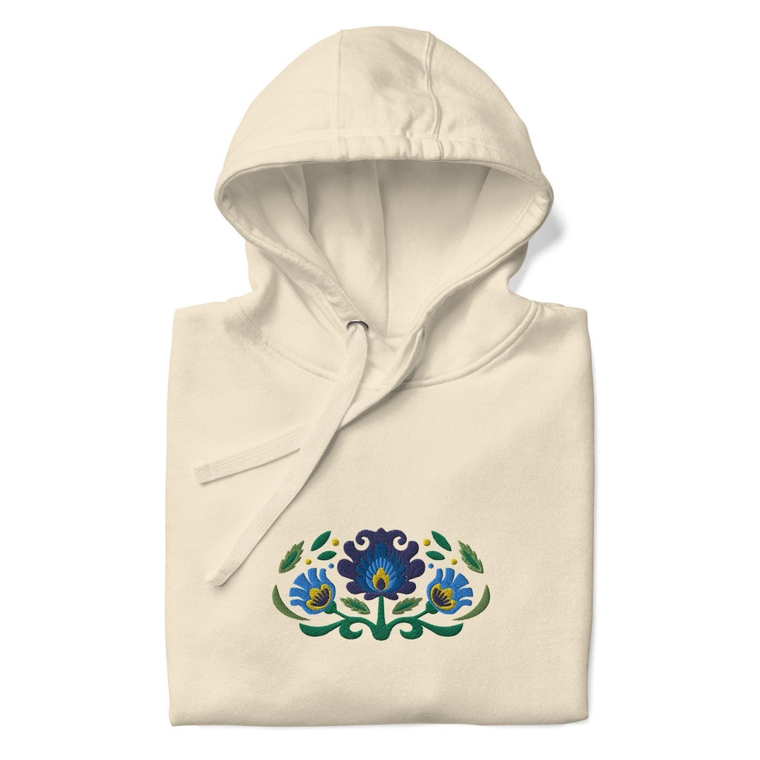 Polish Wycinanki Embroidered Hoodie, Polish Folk Art Sweater, Polish ...