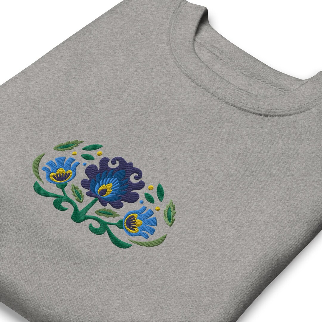 Polish Wycinanki Embroidered Sweatshirt, Polish Folk Art, Flower ...