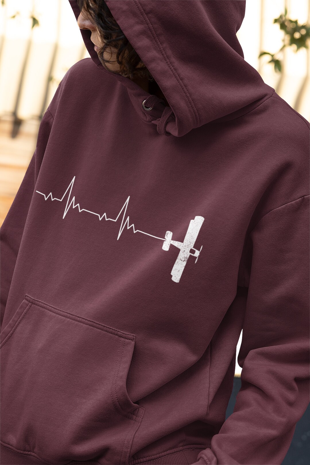 Vintage Airplane Heartbeat Hoodie - Pilot Travel Sweatshirt - Etsy