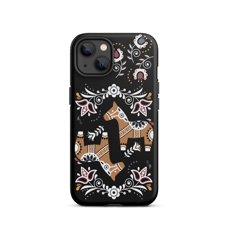 Swedish Dala Horse Phone Case: Scandinavian Folk Art Design - Etsy
