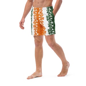 Irish Shamrock Recycled Men's Swim Trunks, Irish Flag Shorts - Etsy