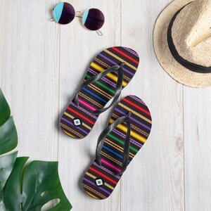 Peruvian Print Flip Flops Boho Summer Sandals Inca Style - Etsy