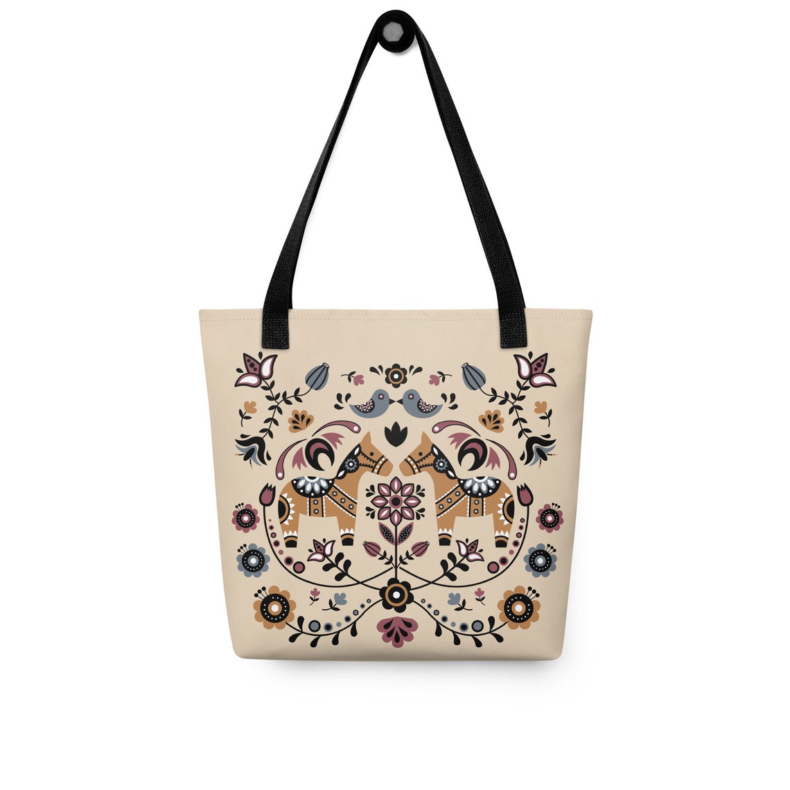 Swedish Dala Horse Tote Bag: Scandinavian Folk Art Design - Etsy