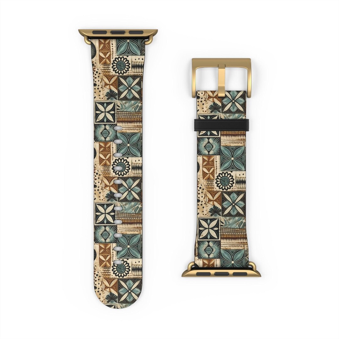 Pacific Islands Tapa Cloth Apple Watch Band, Hawaiian Watch Strap, 40mm ...