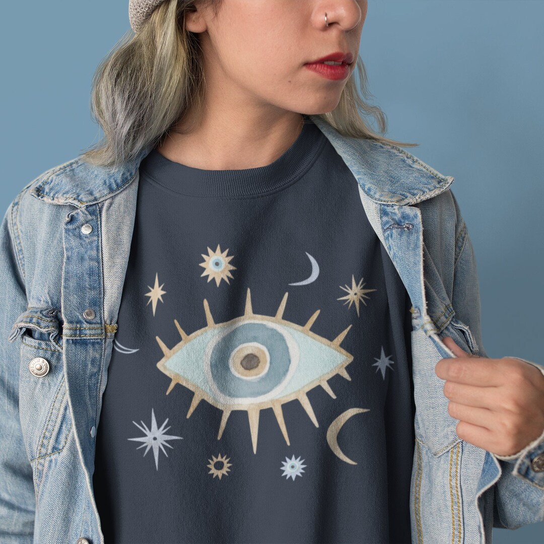 Greek Evil Eye Unisex Fleece Sweatshirt, Evil Eye Gift, Boho Eye ...