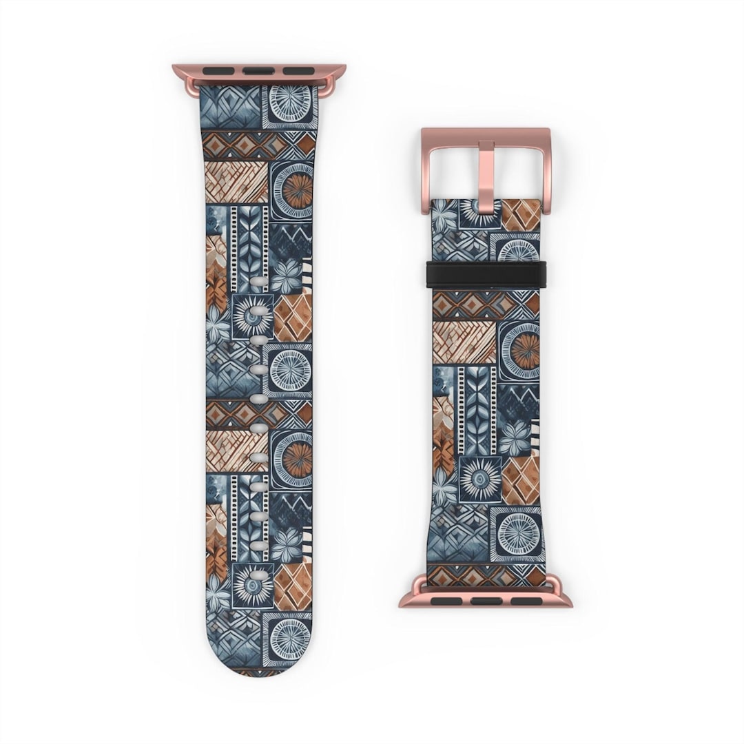 Pacific Islands Tapa Cloth Apple Watch Band, Hawaiian Watch Strap, 40mm ...