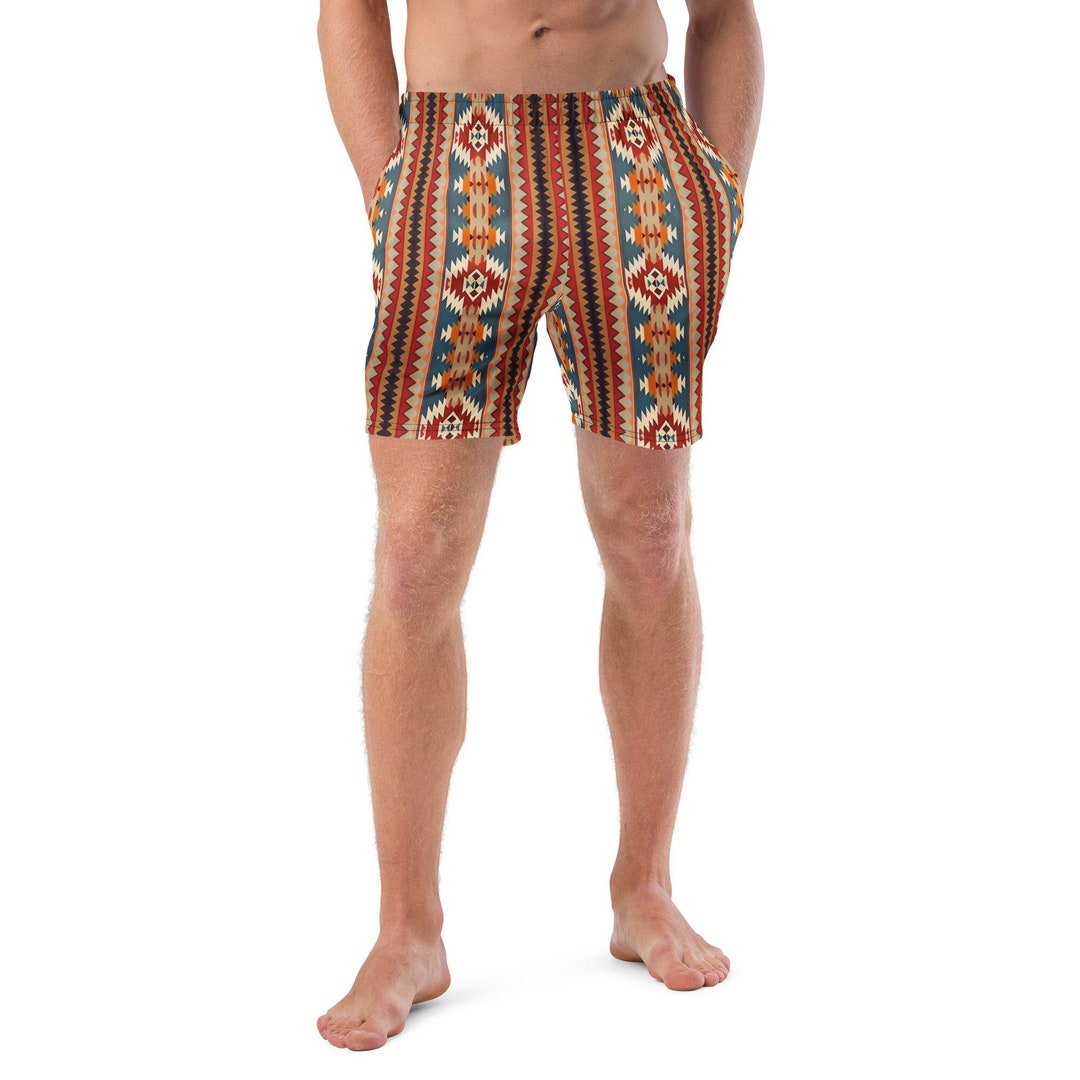 Native American Sunset Recycled Men's Swim Trunks, Boho Swim Shorts - Etsy