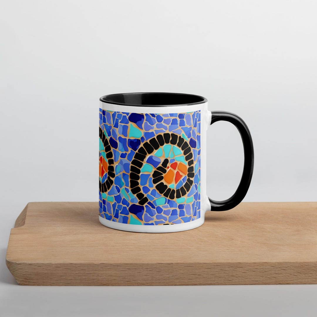 Spanish Mosaic Mug, Gaudi Style Coffee Mug, Boho Modernist Azulejo Mug ...