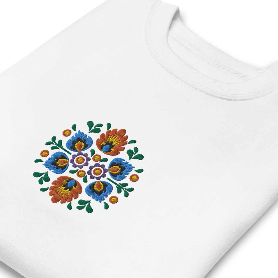 Polish Wycinanki Embroidered Sweatshirt, Polish Folk Art, Flower ...