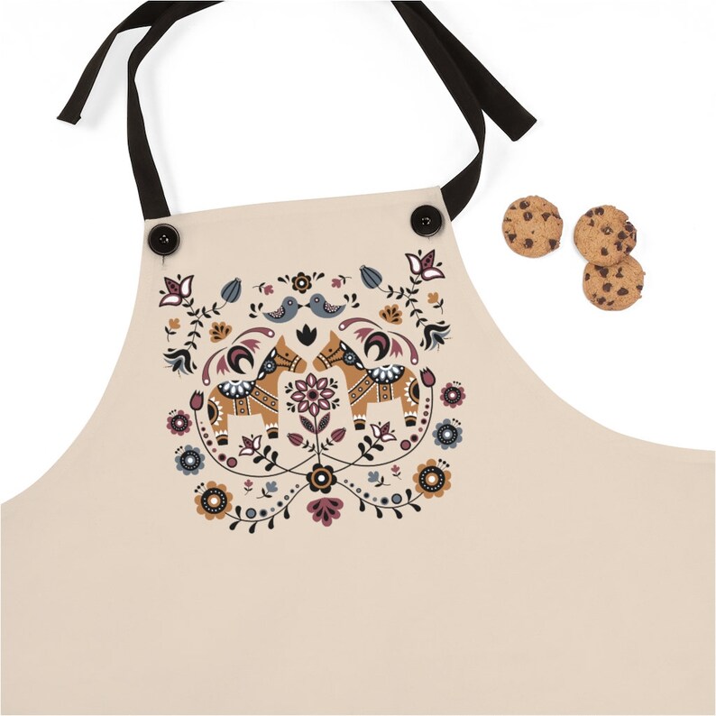 Swedish Dala Horse Apron Scandinavian Folk Art Apron Folk - Etsy