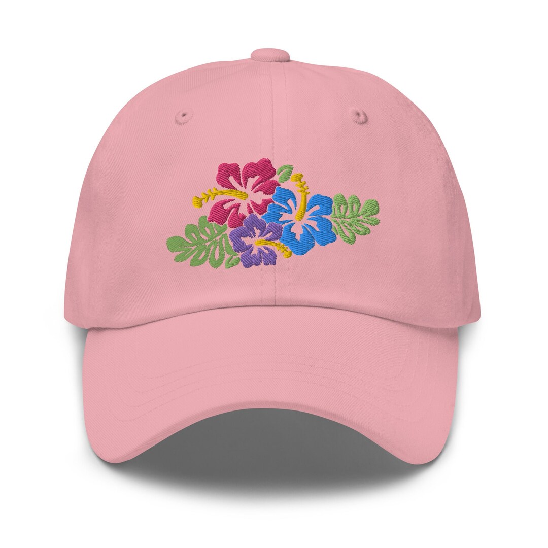 Hawaiian Tropical Leaves Embroidered Dad Hat - Hibiscus Flowers Cap ...