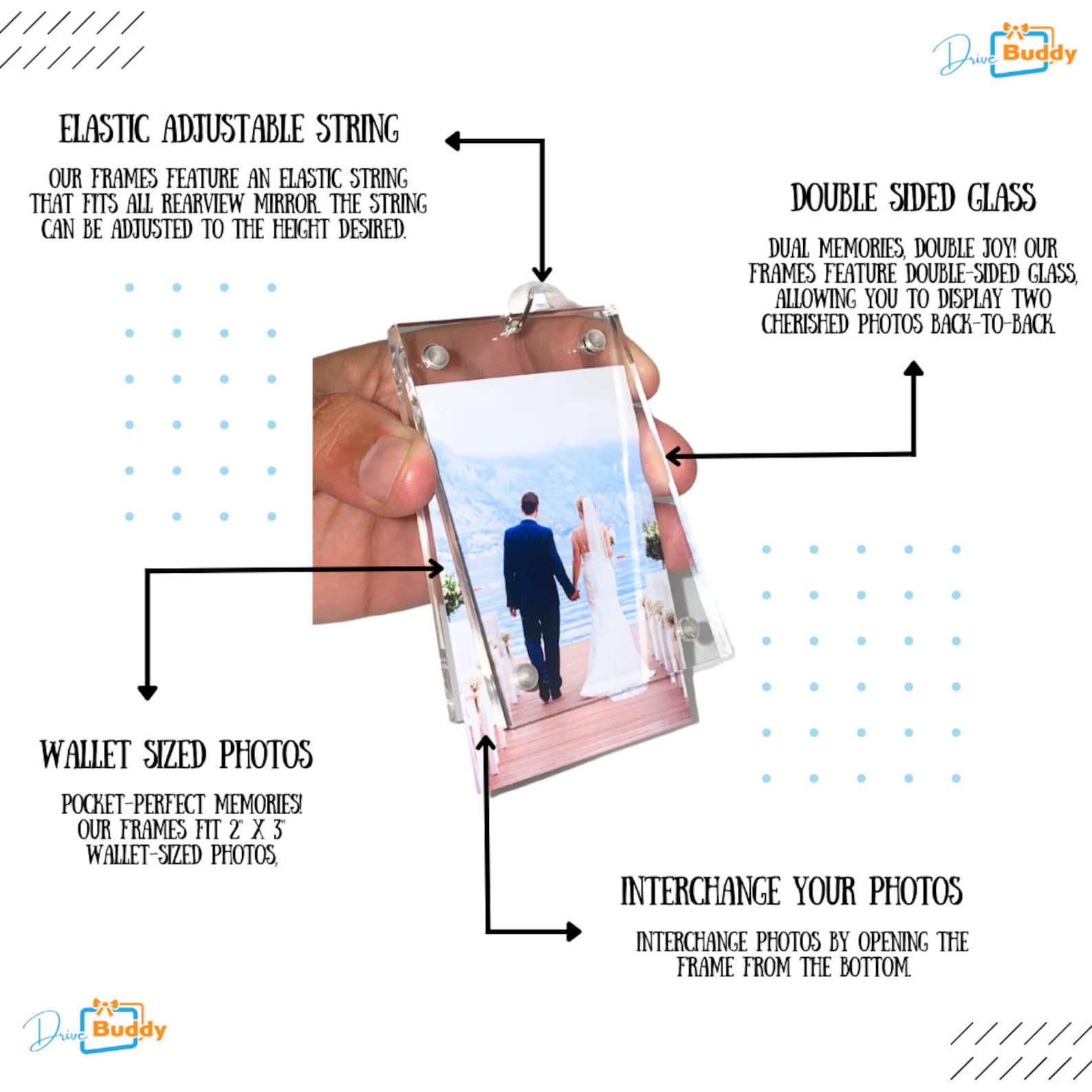 Hanging Car Photo Frames, Rearview Mirror Hanging Accessory, Car Decor ...