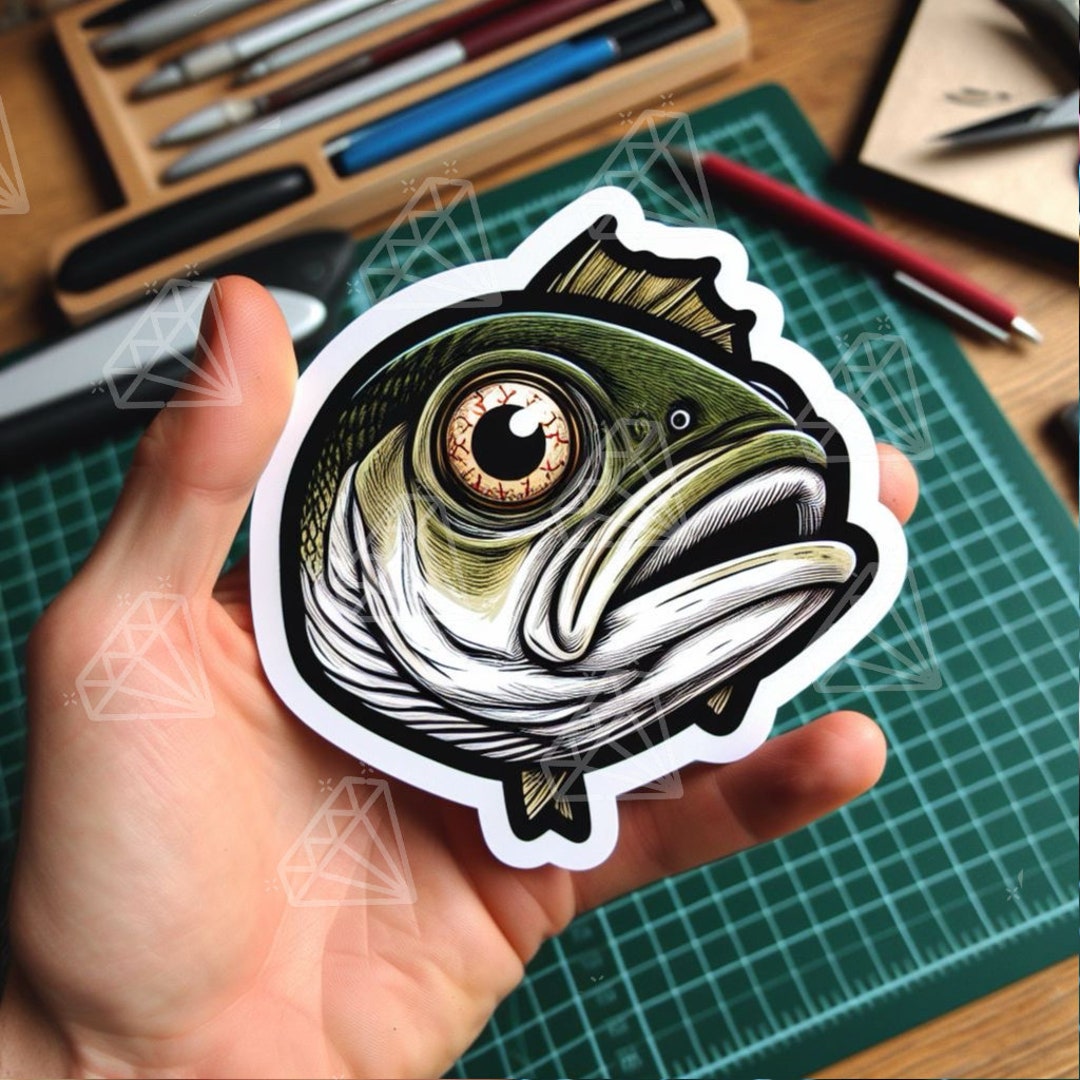 Funny Bass Sticker Largemouth Bass Fish Vinyl Decal for Water Bottle ...