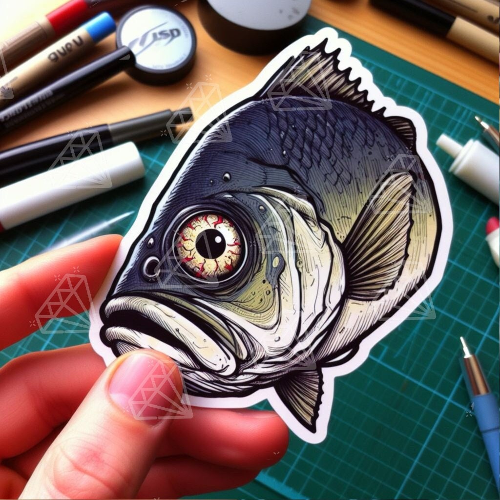 Funny Bass Sticker Largemouth Bass Fish Vinyl Decal for Water Bottle ...