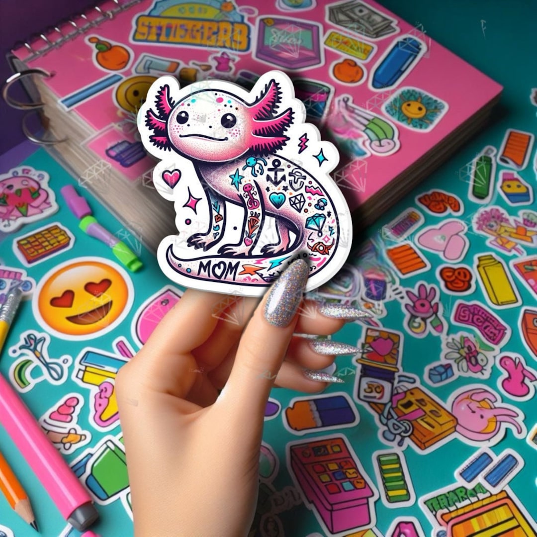 Tattoo Axolotl Stickers Cute Funny Axolotl Tattooed Vinyl Decals Gift ...