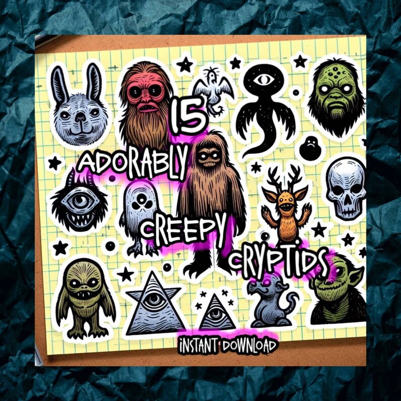 15 Adorably Creepy Cryptids Group Set Instant Download, Cryptid, Ghosts ...