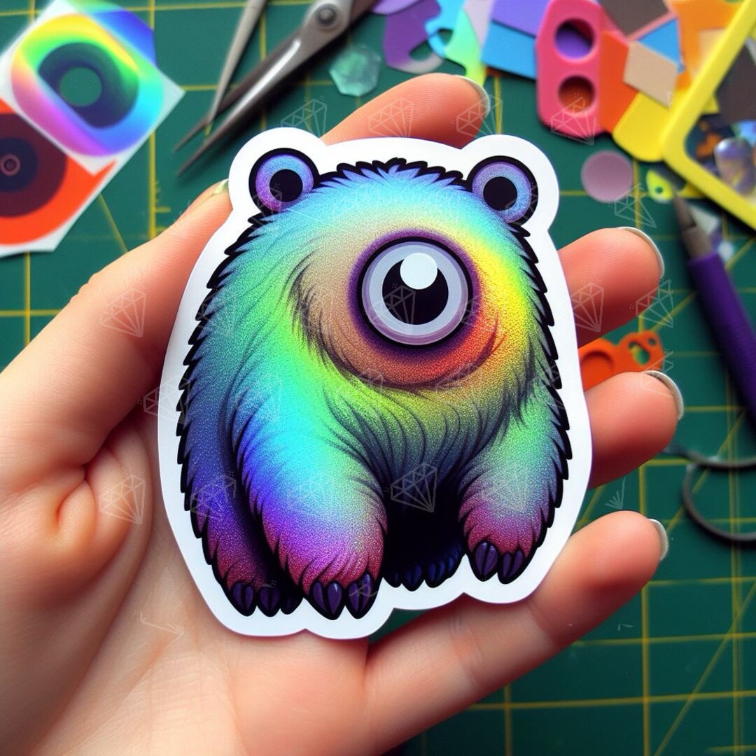 Funny Tardigrade Water Bear Cyclops Holographic Vinyl Decal Sticker ...