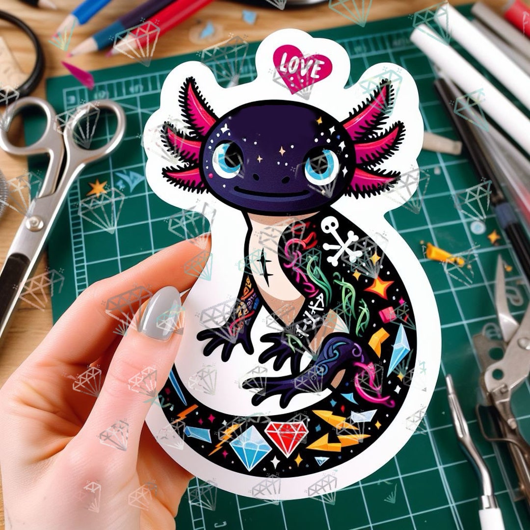 Tattoo Axolotl Stickers Cute Funny Axolotl Tattooed Vinyl Decals Gift ...