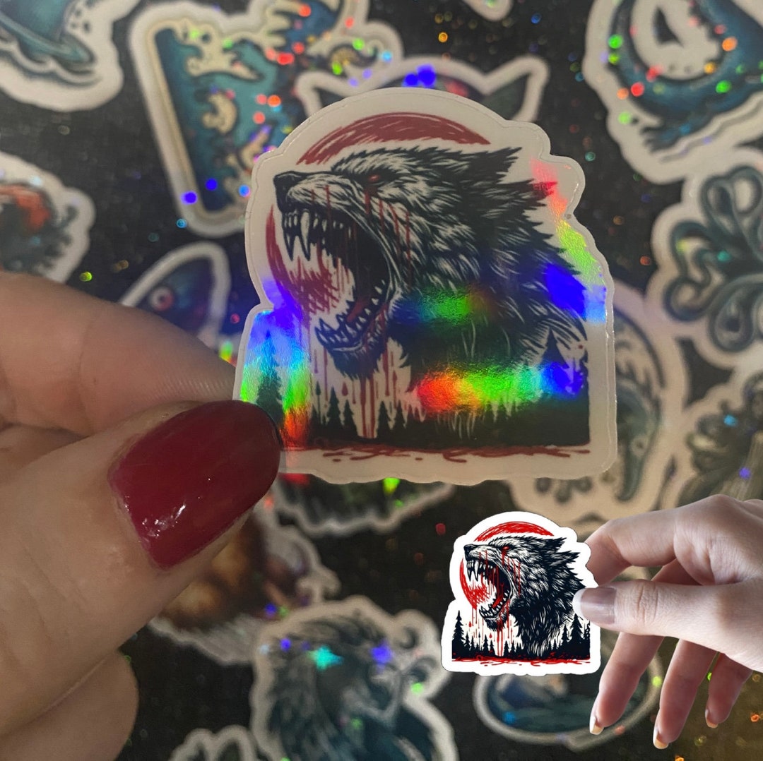Holographic / Sparkle Creepy Cryptid Werewolf Stickers, Waterproof ...