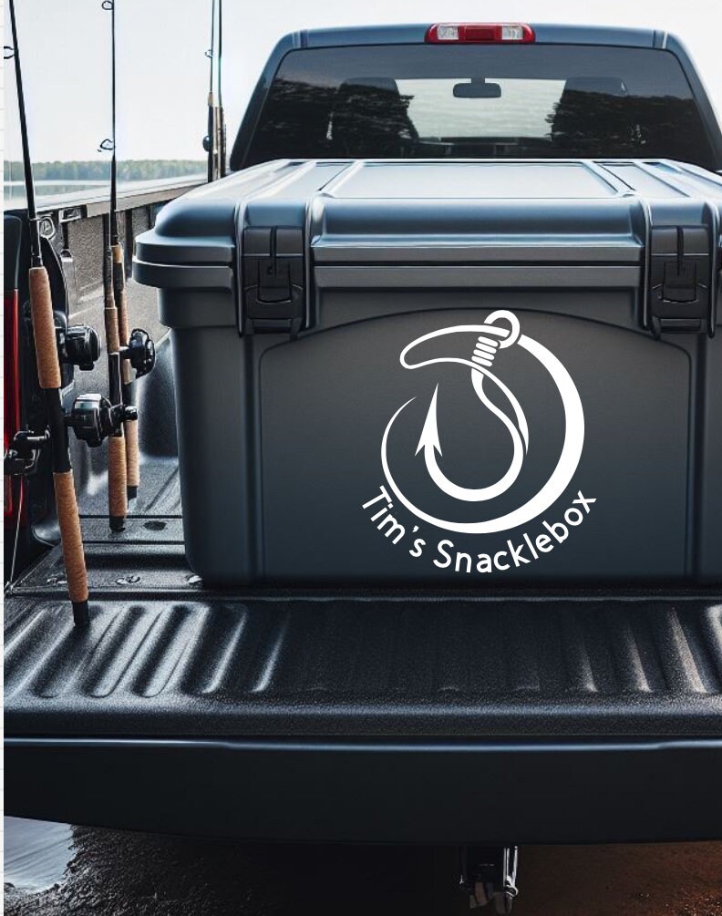 Fishing Hook Vinyl Sticker, Snacklebox Tackle Custom Fishing Decal ...