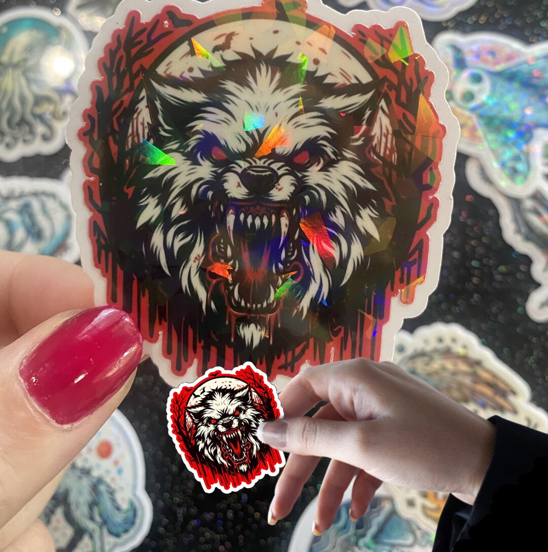 Holographic / Sparkle Creepy Cryptid Werewolf Stickers, Waterproof ...