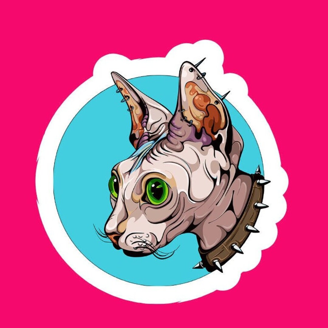 Sphynx Cat Sticker Decal Watercolor Hairless Cat Drawing Art Sticker - Etsy