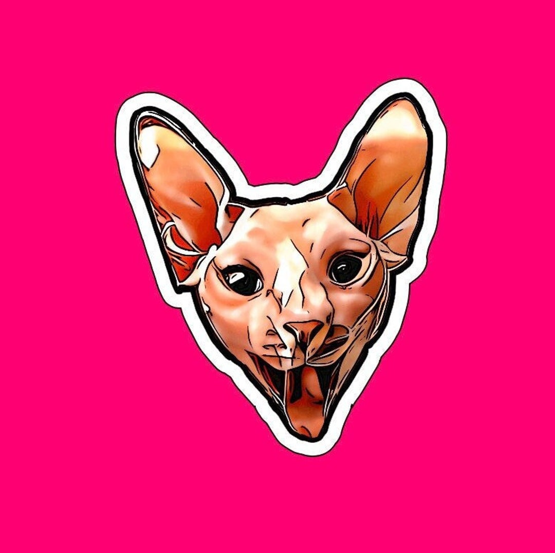 Sphynx Cat Sticker Decal Watercolor Hairless Cat Drawing Paint Art ...