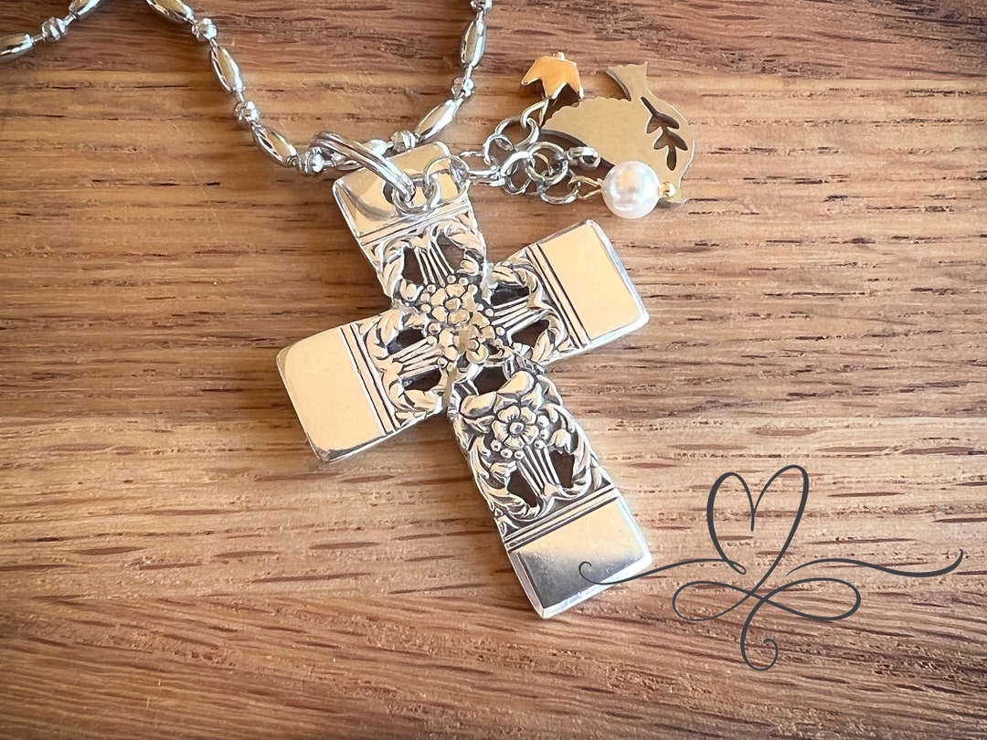 Silverware Cross Necklace, Keychain or Purse Charm • Made From the 1936 ...