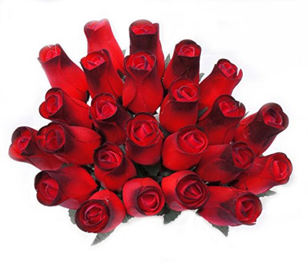 24 Beautiful Handmade Wooden Roses - Red With Black Tips. - Etsy