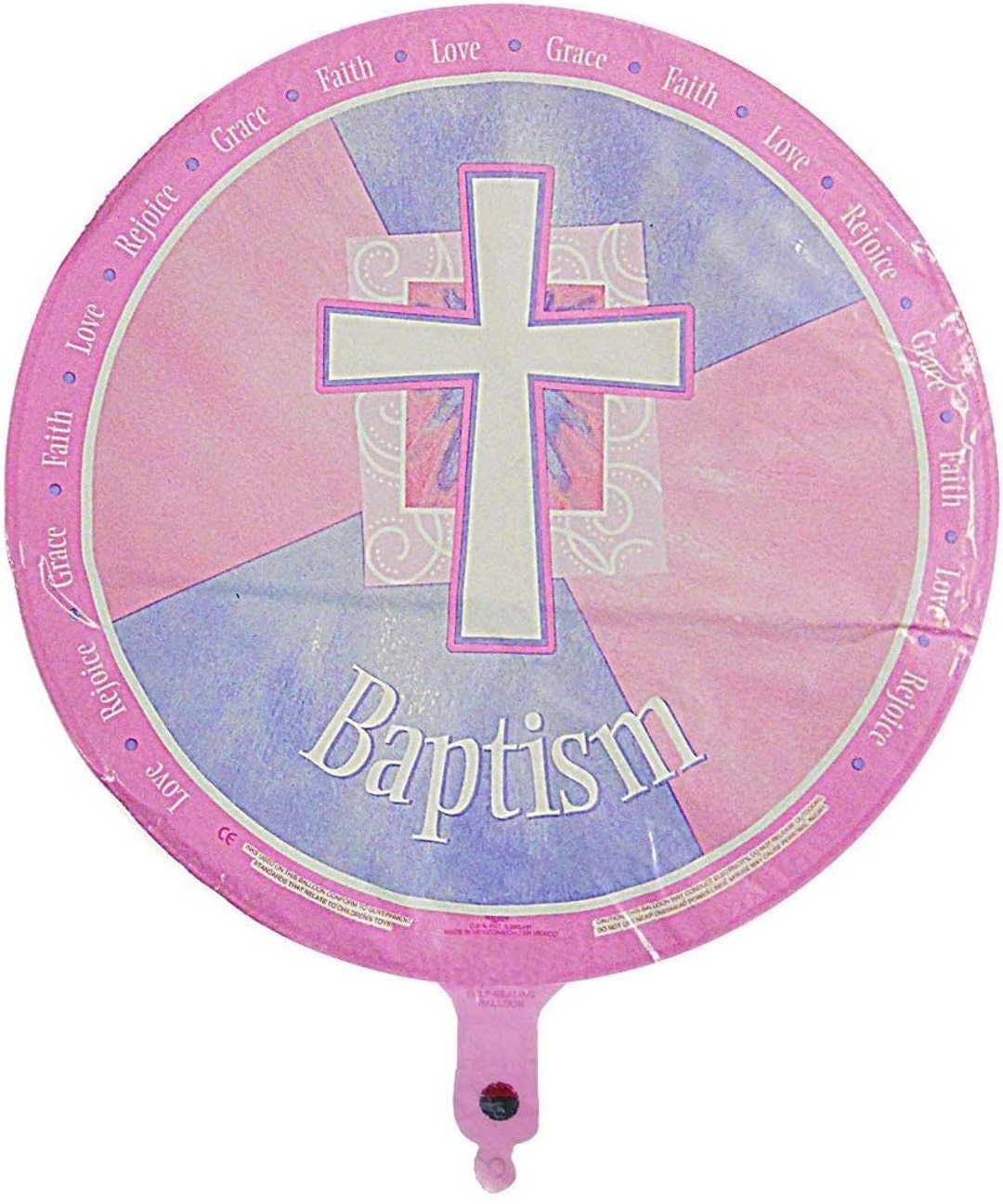 6 Pack Pink Religious and Joyous Baptism Balloons - 6 Pack of 18 Mylar ...