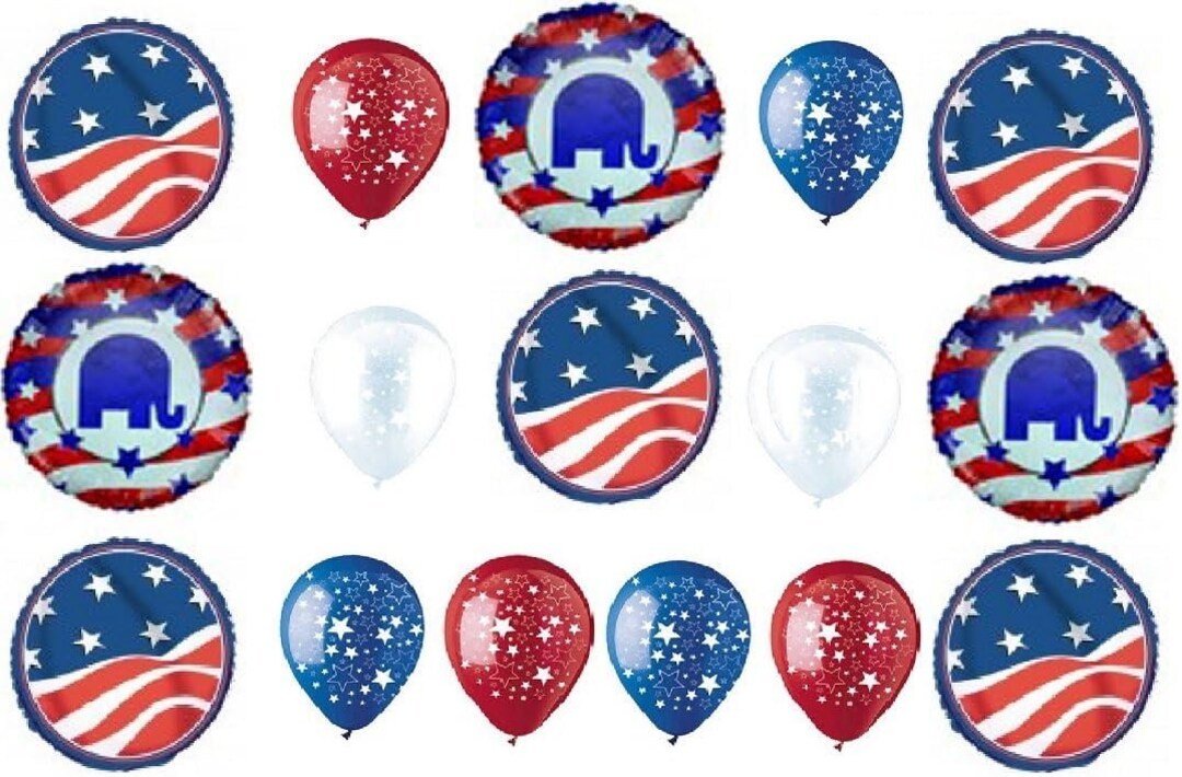 Republican Party Balloon Decoration Kit - 16 Balloons for 2023 Election ...