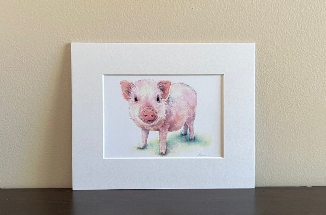Pig Watercolor Print, Pig Art Print, Piglet Artwork, Baby Pig Art, Farm ...