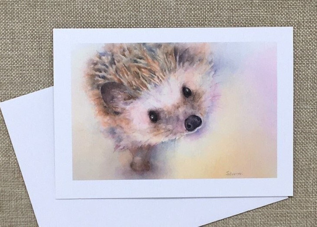 Hedgehog Greeting Card, Cute Hedgehog Card, Hedgehog Watercolor Card ...