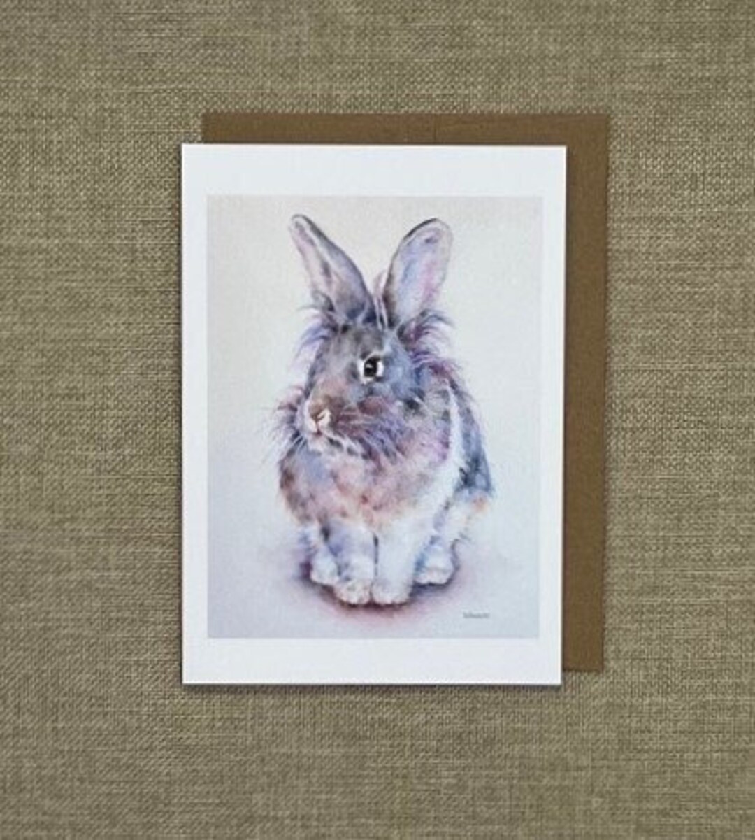 Bunny Card, Rabbit Card, Lionhead Rabbit Art, Bunny Watercolor, Bunny ...