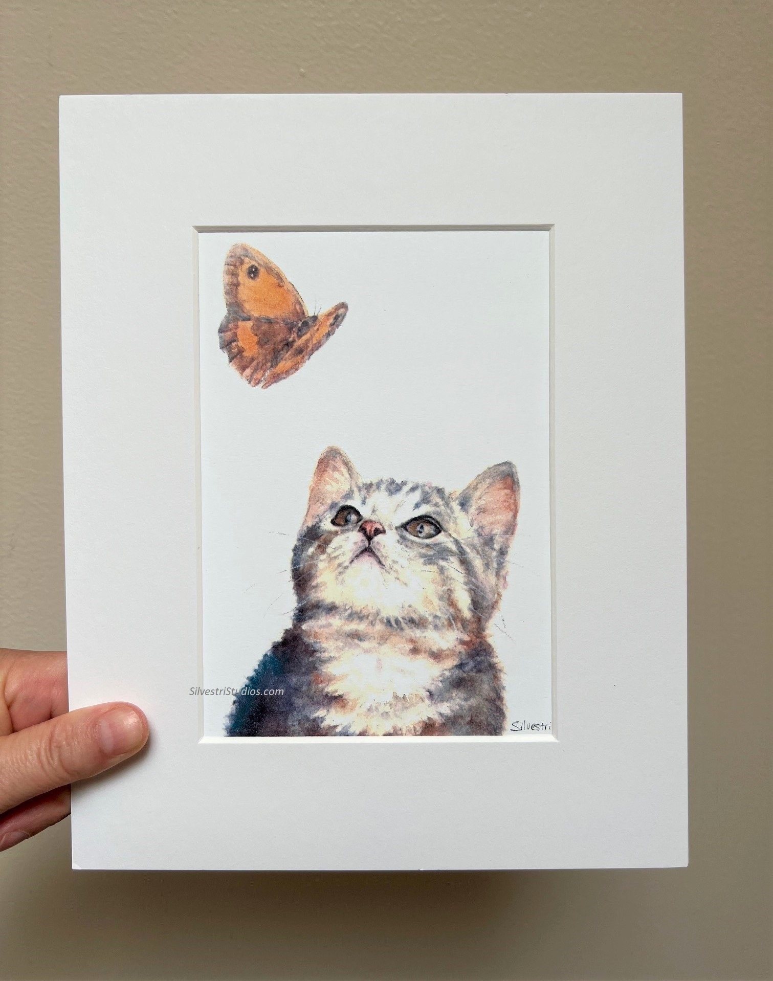 Cat Watercolor Print junebug Cat Art Print - Etsy