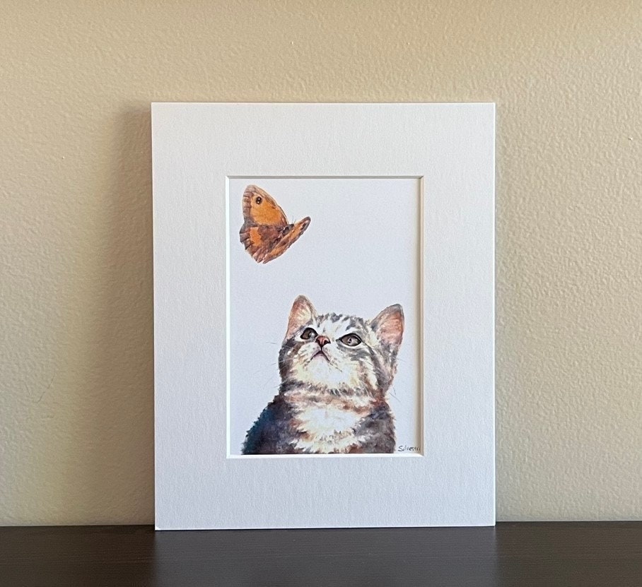 Cat Watercolor Print junebug Cat Art Print - Etsy