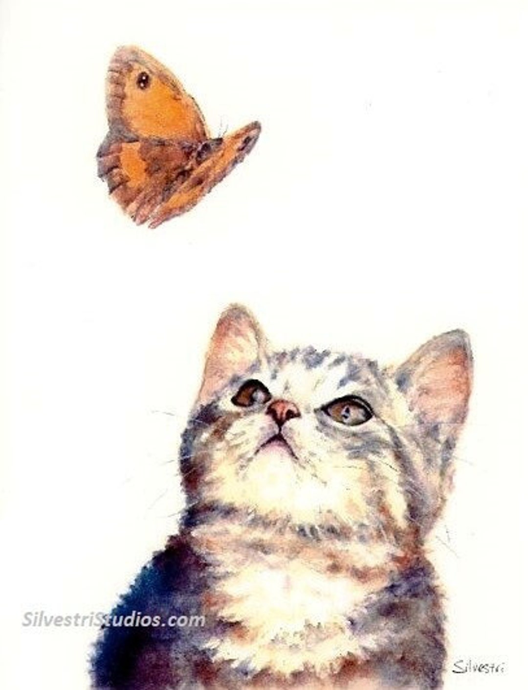 Cat Watercolor Print junebug Cat Art Print - Etsy
