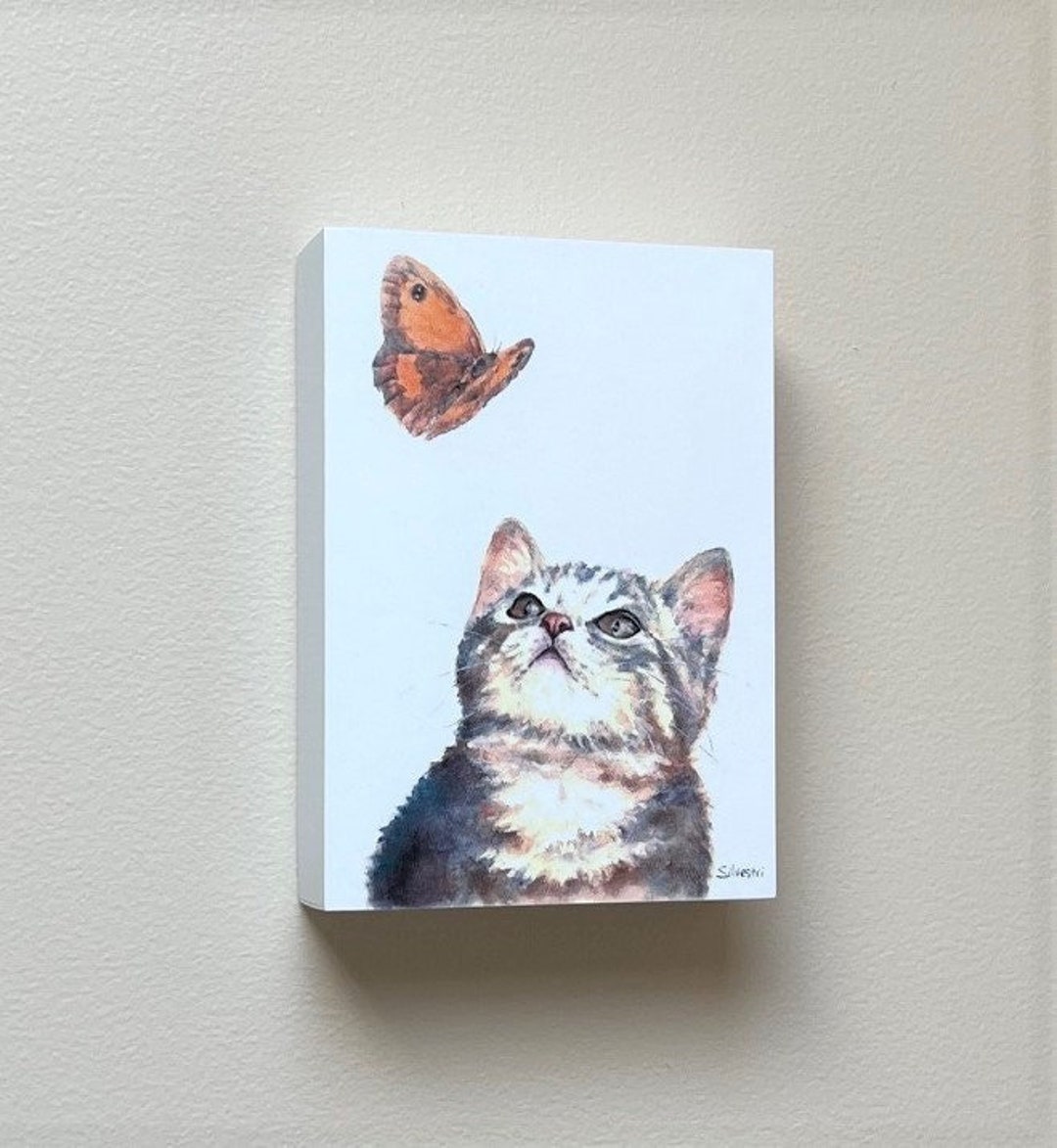 Cat Wood Mounted Print junebug Tabby Cat Art - Etsy