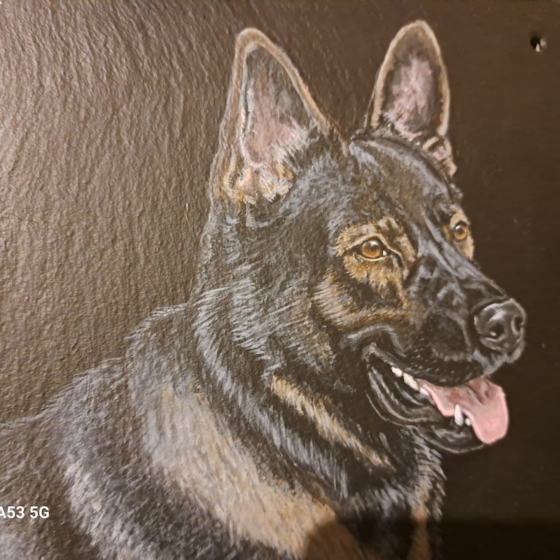 Slate Dog Painted - Etsy UK