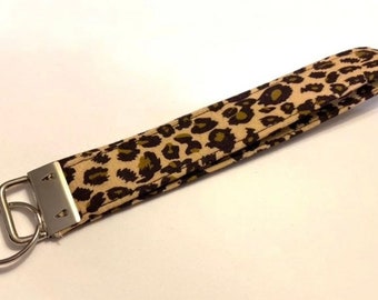 Tan and Brown Leopard Print Key Fob Leopard Wristlet Key - Etsy