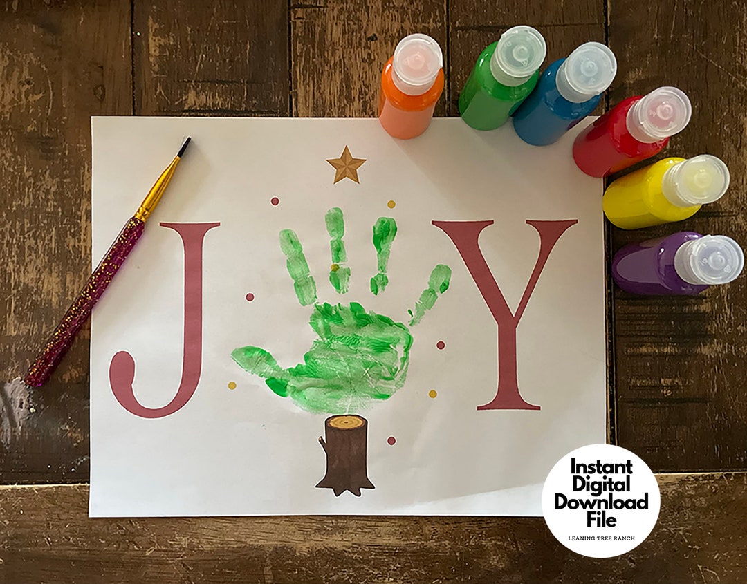 Handprint Christmas Art, JOY Handprint Craft, Christmas Keepsake ...