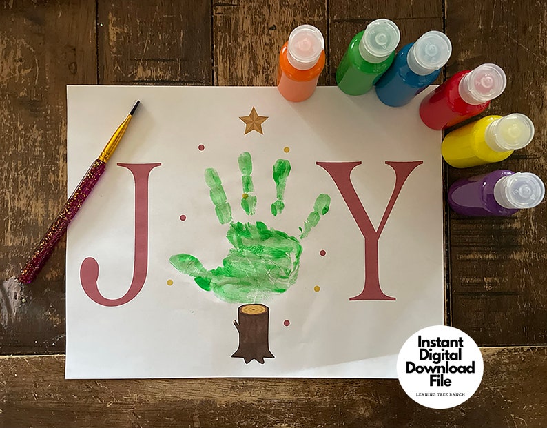 Handprint Christmas Art, JOY Handprint Craft, Christmas Keepsake ...